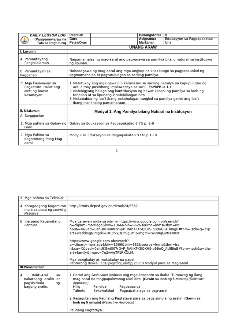 DLL ESP 8 Modyul 1 | PDF