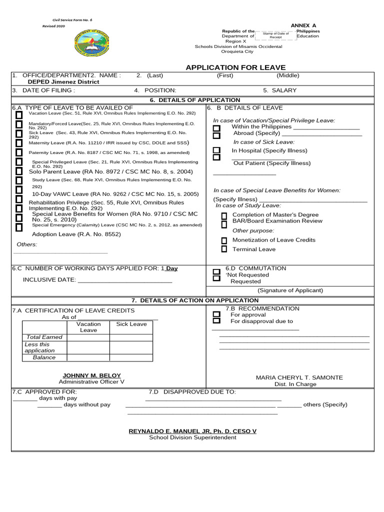 CS-Form-No.-6-mam amay-LATEST USE | PDF