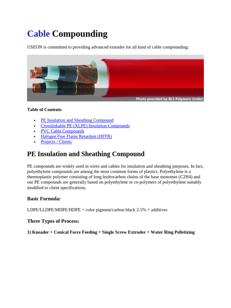 Cable Compounding PELLETS GUIDE | PDF