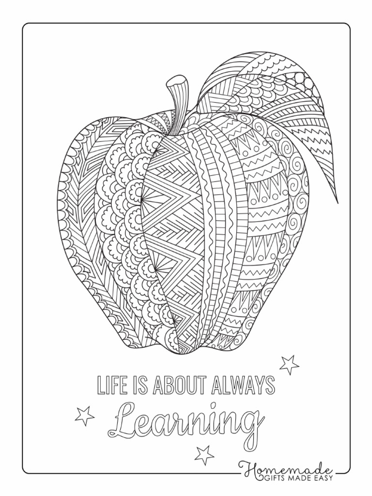Fall Coloring Pages Apple Zentangle For Adults | PDF