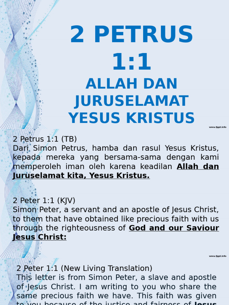 2 Petrus 1ay1 Allah Dan Juruselamat Yesus Kristus | PDF