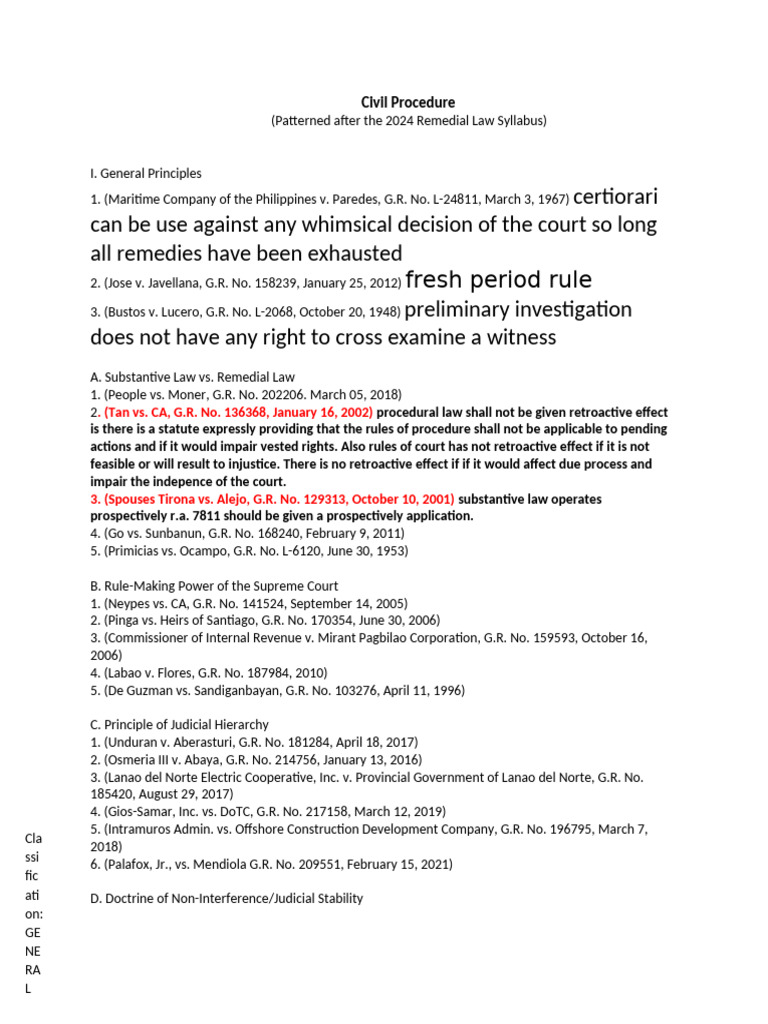 Civil Procedure 2024 Syllabus | PDF