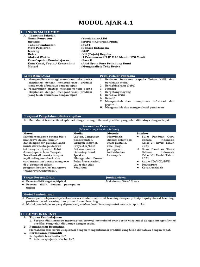 Modul Ajar Pertemuan 4.1.. | PDF