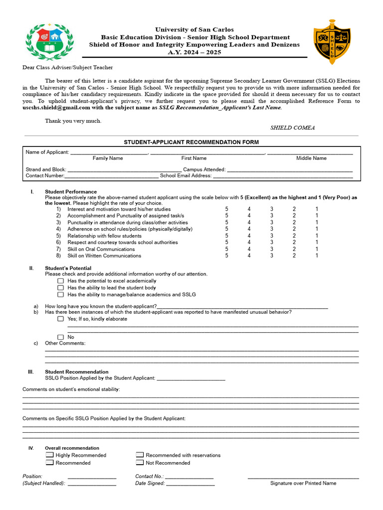 SSLG Reccomendation Letter | PDF