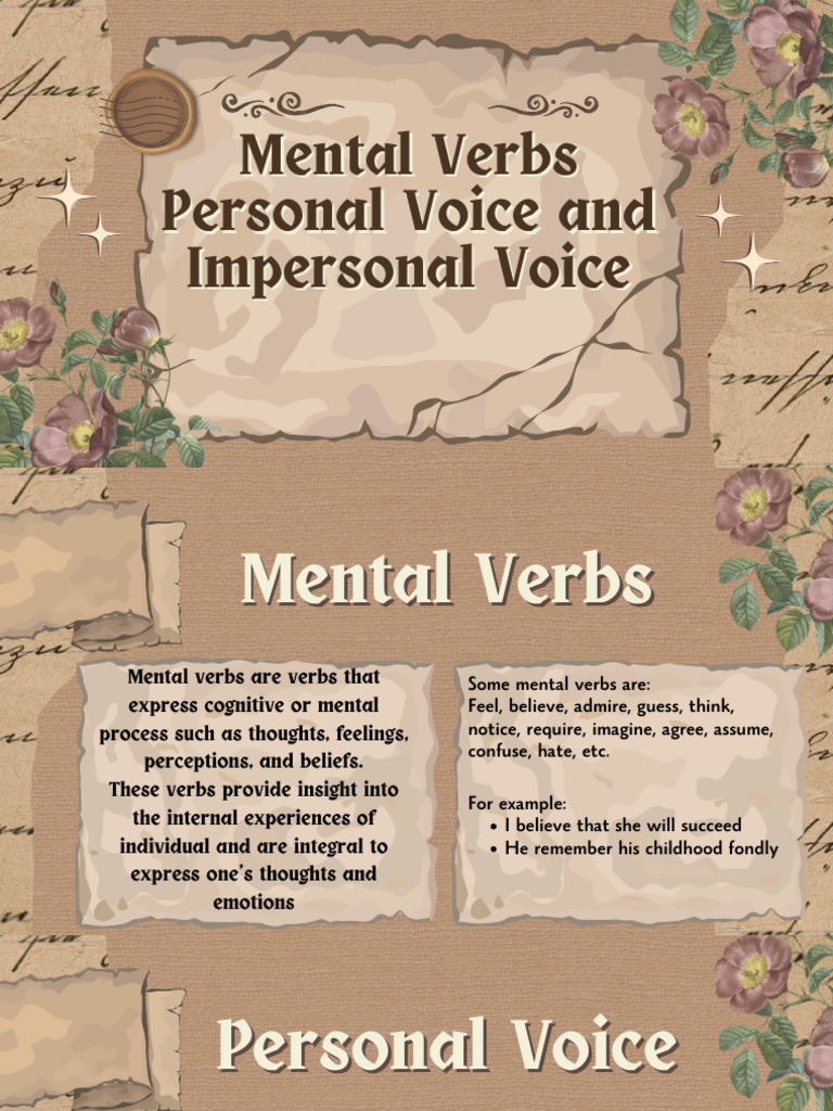 Mental Verbs Personal Voice and Impersonal Voice | PDF | Verb ...