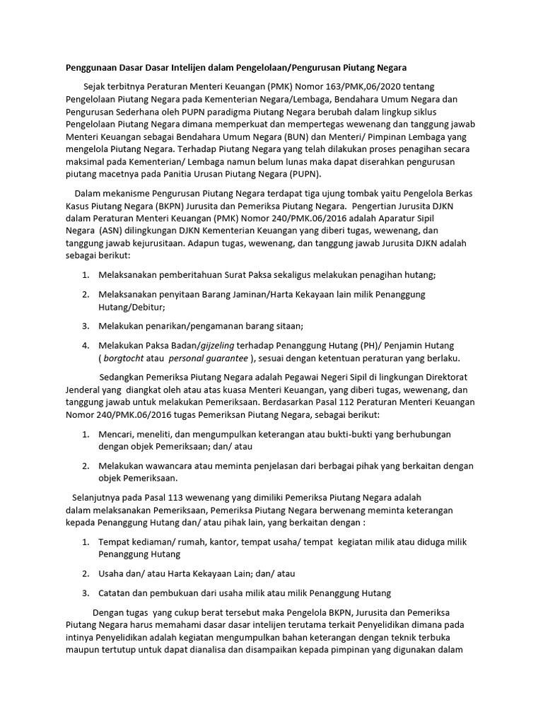 Penggunaan Dasar Dasar Intelijen Dalam Pengelolaan | PDF