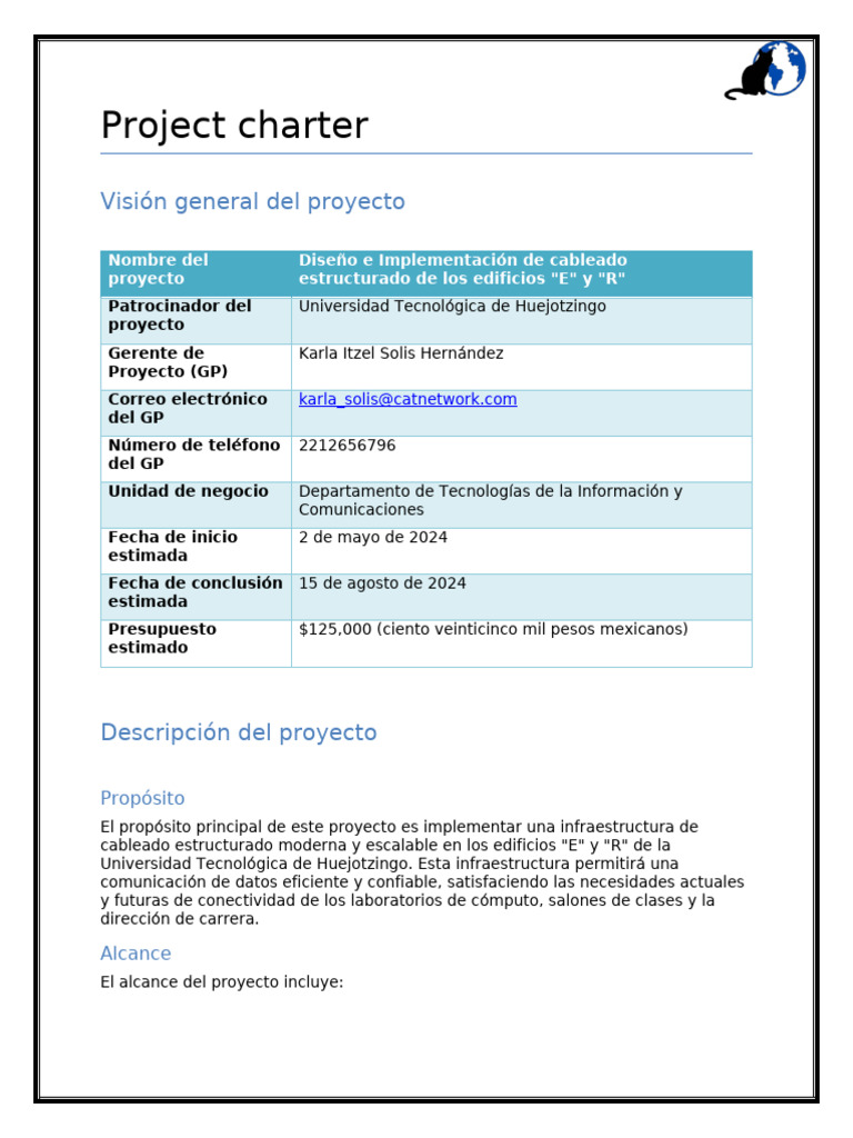 Project Charter File Word | PDF
