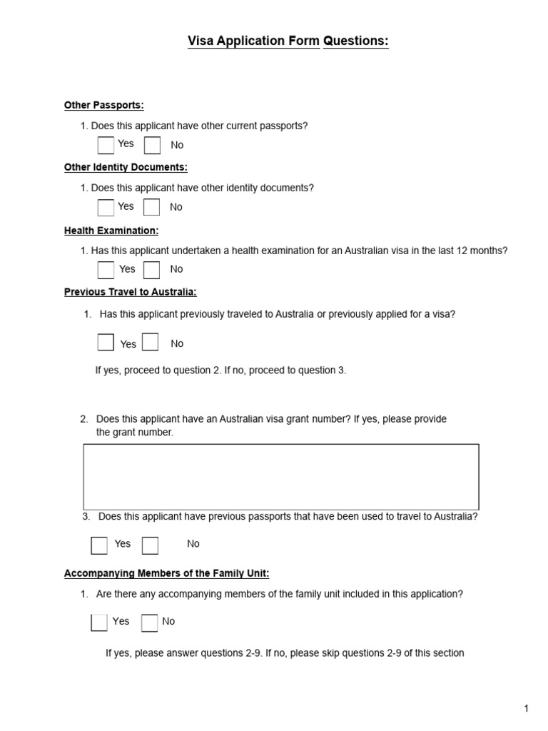 Visa Application Form Questions | PDF | Travel Visa | Mental Disorder