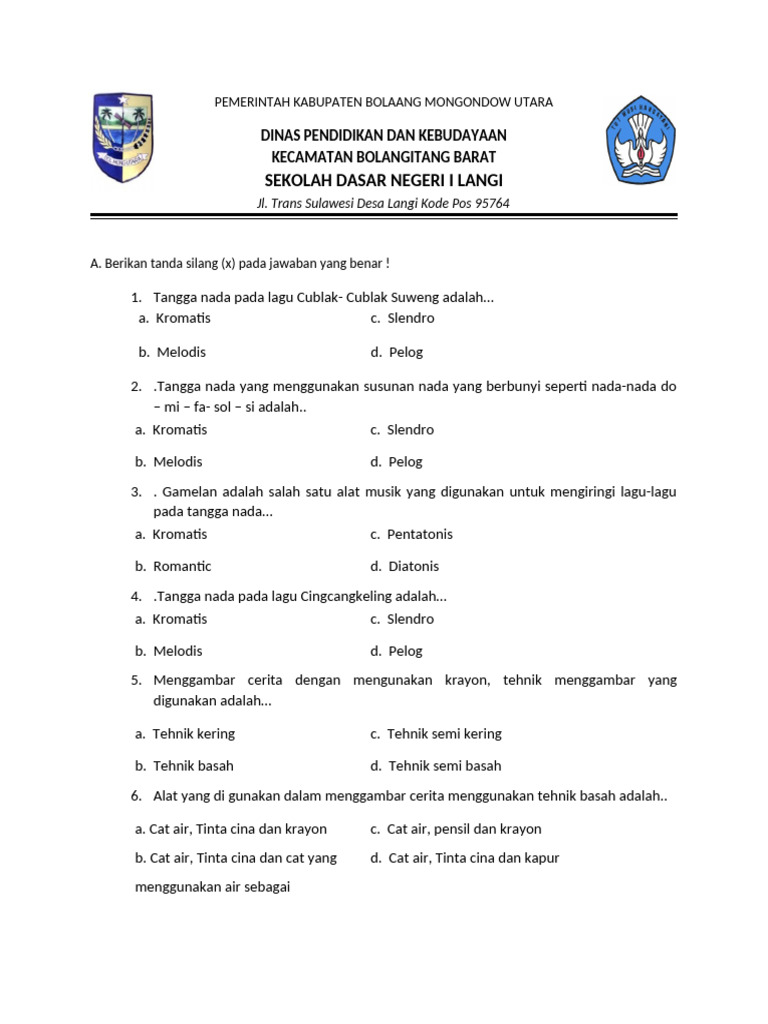 Soal PTS SBDP Semester 2 TP 2023 | PDF