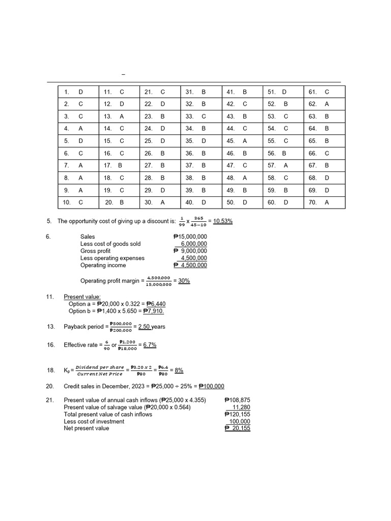 Cpar 95 MS Final PB Answer Key | PDF
