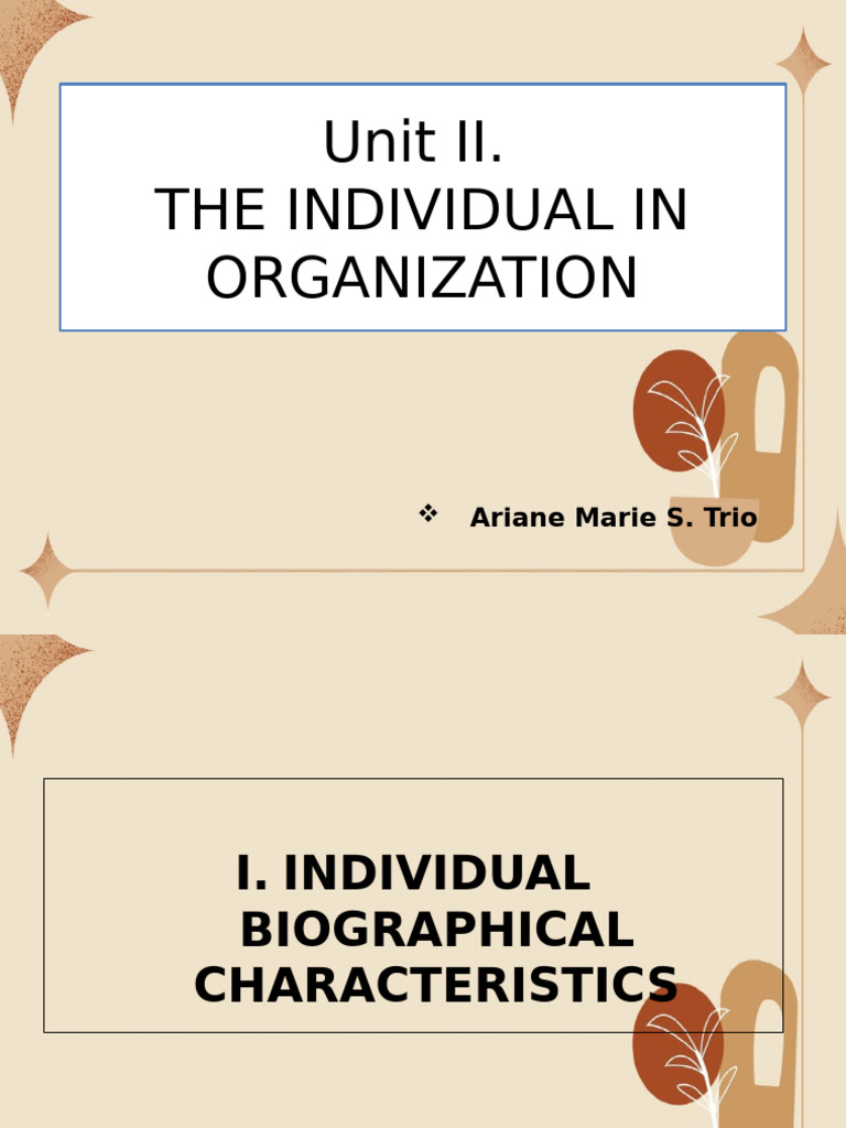 Unit II - The Individual in Organization | PDF