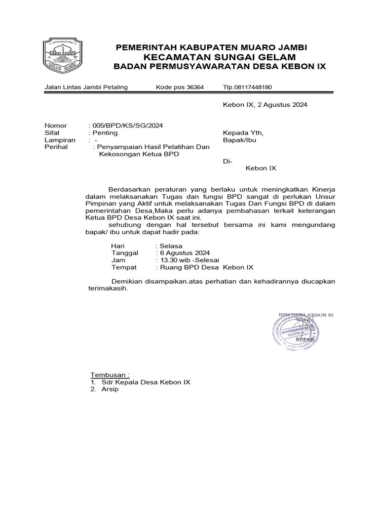 Undangan BPD 1 | PDF