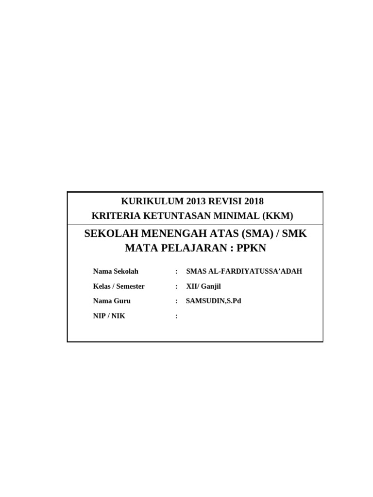 KKM PPKn SMA 2023/2024 | PDF | Career & Growth