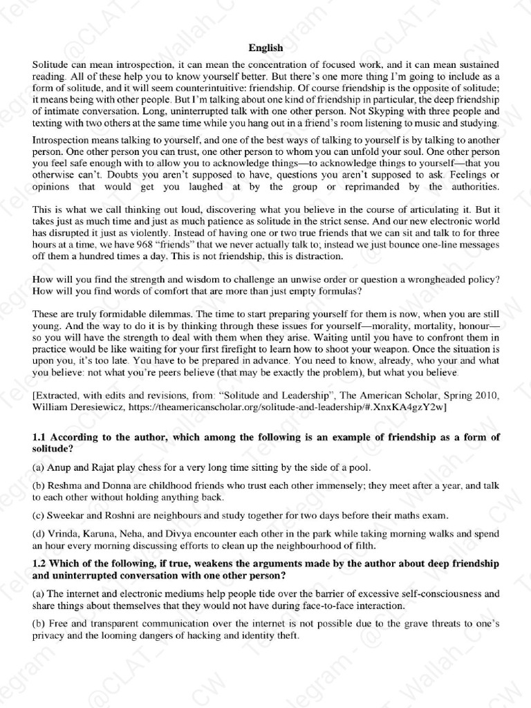 CLAT 2023 Sample Paper - 1 | PDF