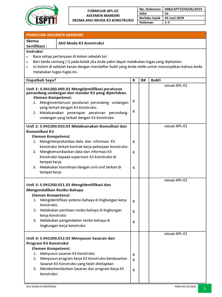 FORM FR - APL-02 - Hanya Untuk Di Pelajari | PDF