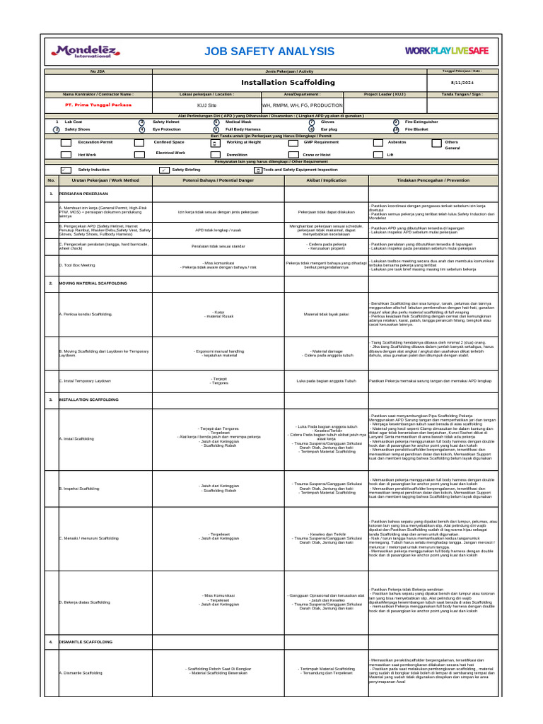JSA Install Scaffolding | PDF