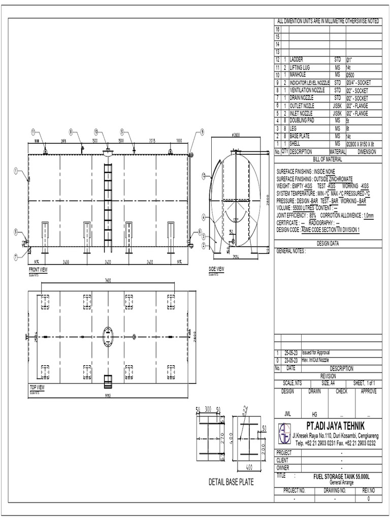 Fuel Storage Tank 55KL - Rev1 | PDF