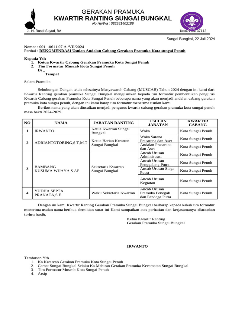 Rekomendasi Ancab Kwarran Sungai Bungkal | PDF