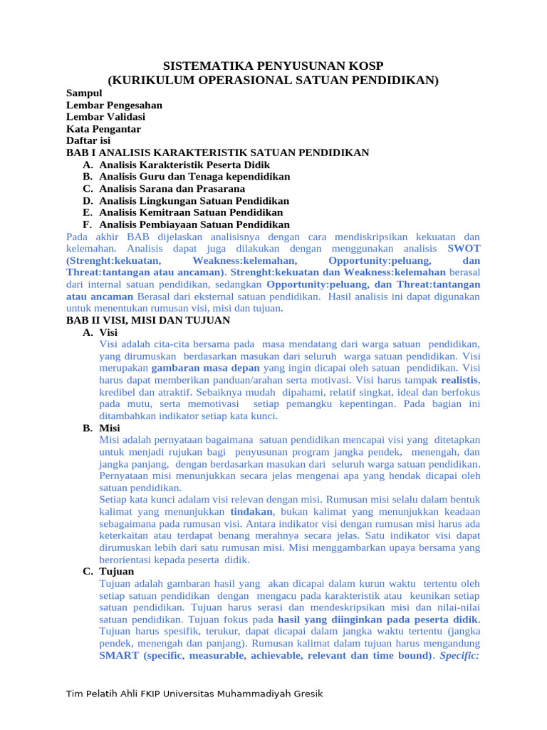 Sistematika Penyusunan KOSP | PDF