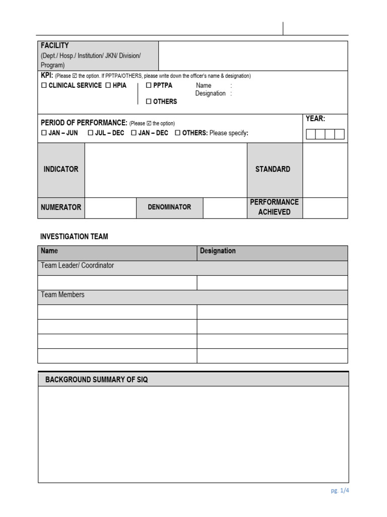 Shortfall in Quality Form (Siq) Ver. 01-2024 | PDF
