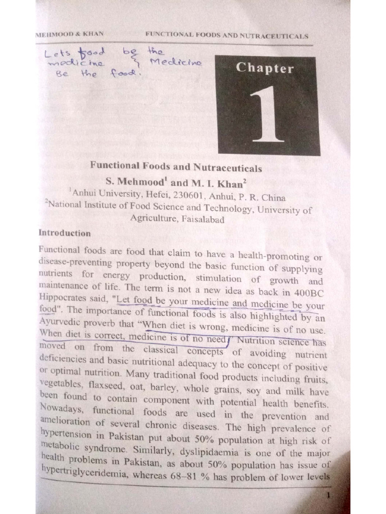 Functional Food CH 1 | PDF