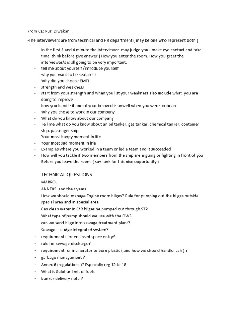 ME Batch Company Interview Questions Set | PDF | Pump | Mechanical Engineering