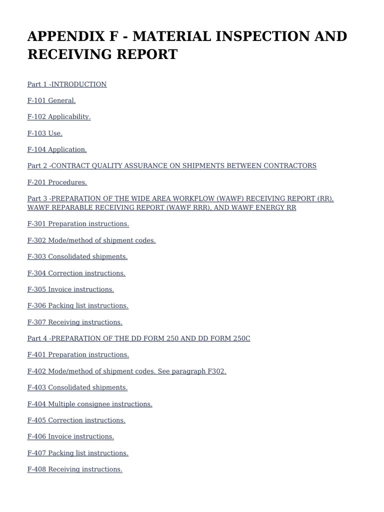 Appendix F - Material Inspection and Receiving Report | PDF
