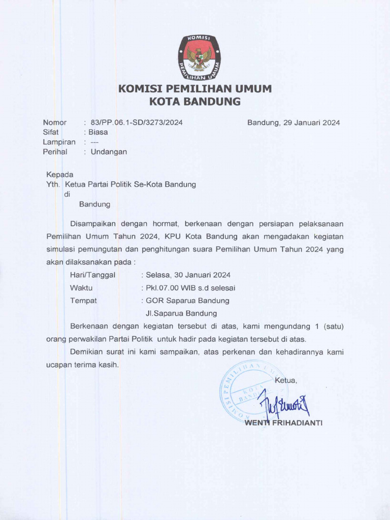 Undangan Partai Politik Se Kota Bandung | PDF