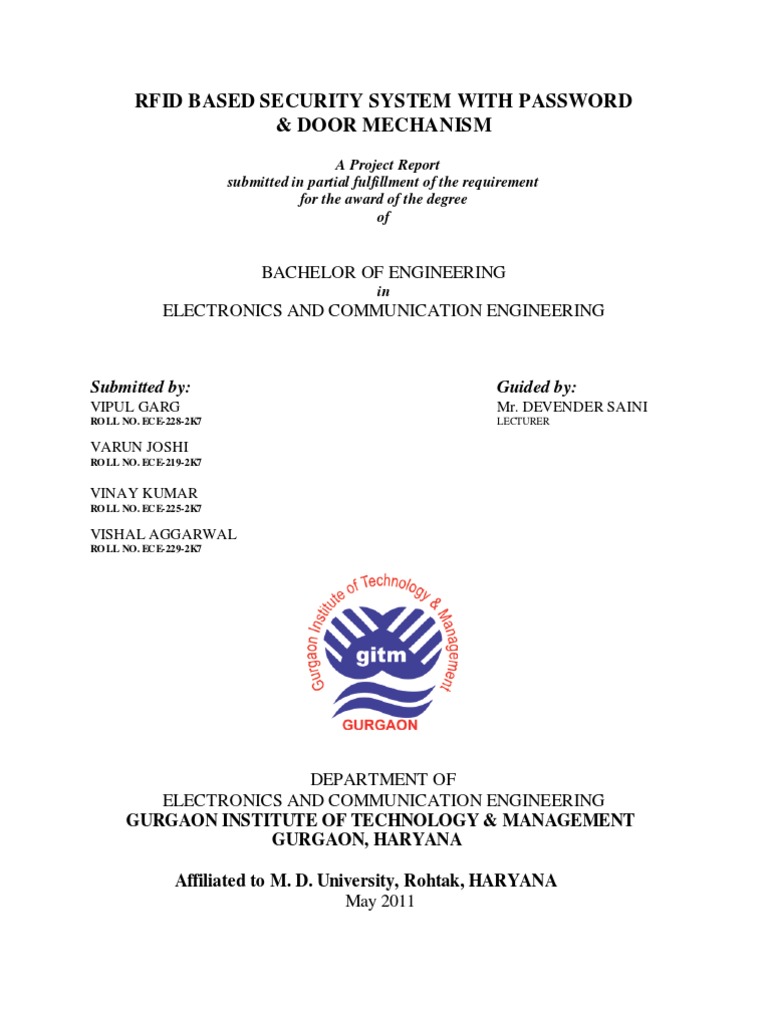 Rfid Based Security System With Password & Door Mechanism | PDF | Radio Frequency Identification ...