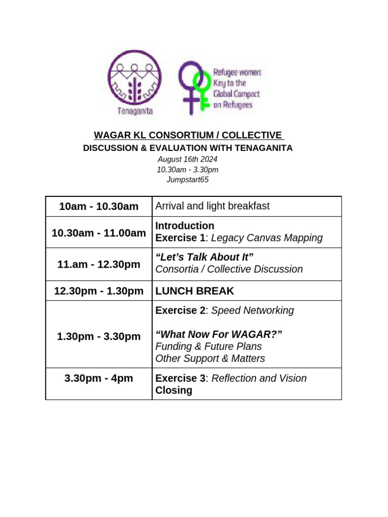 WAGAR Evaluation (Agenda) | PDF