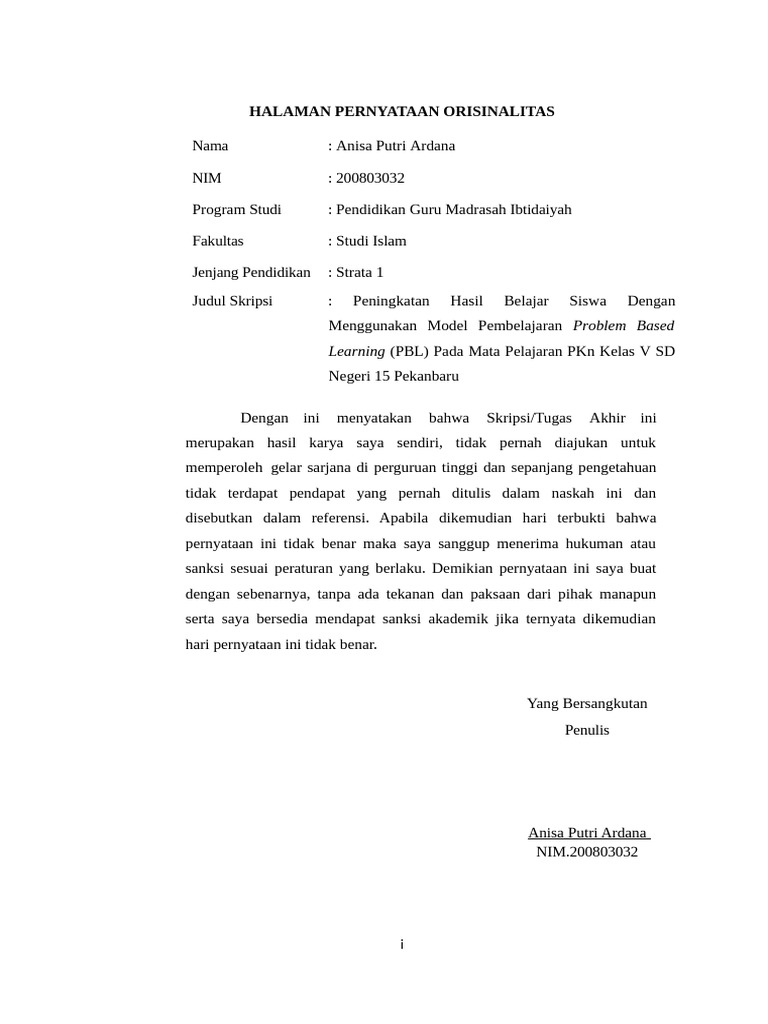 Pernyataan Caca | PDF