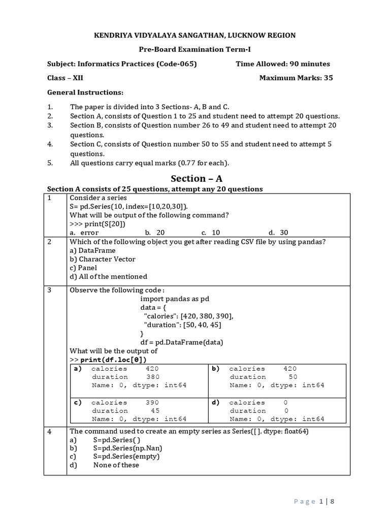 Class 12 Ip Term1 QP Collections | PDF