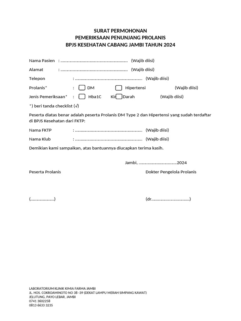 Surat Pengantar Rujukan BPJS Prolanis | PDF