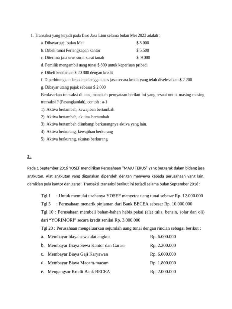 Soal Ulangan PDA Dan Jurnal Umum DDAKL | PDF