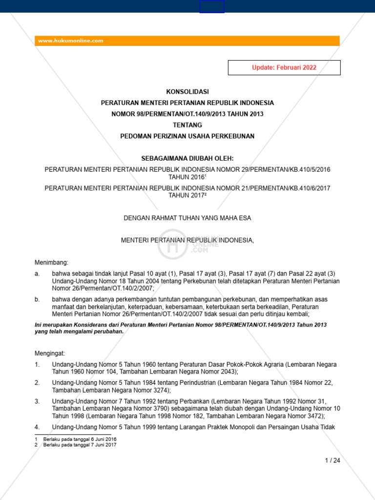 Permen Tan 98permentanot14092013 2013 KNS | PDF