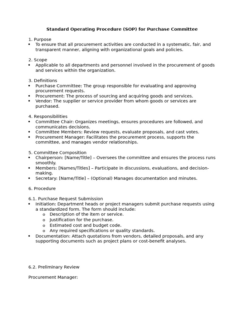 Standard Operating Procedure Purchase | PDF | Procurement | Business