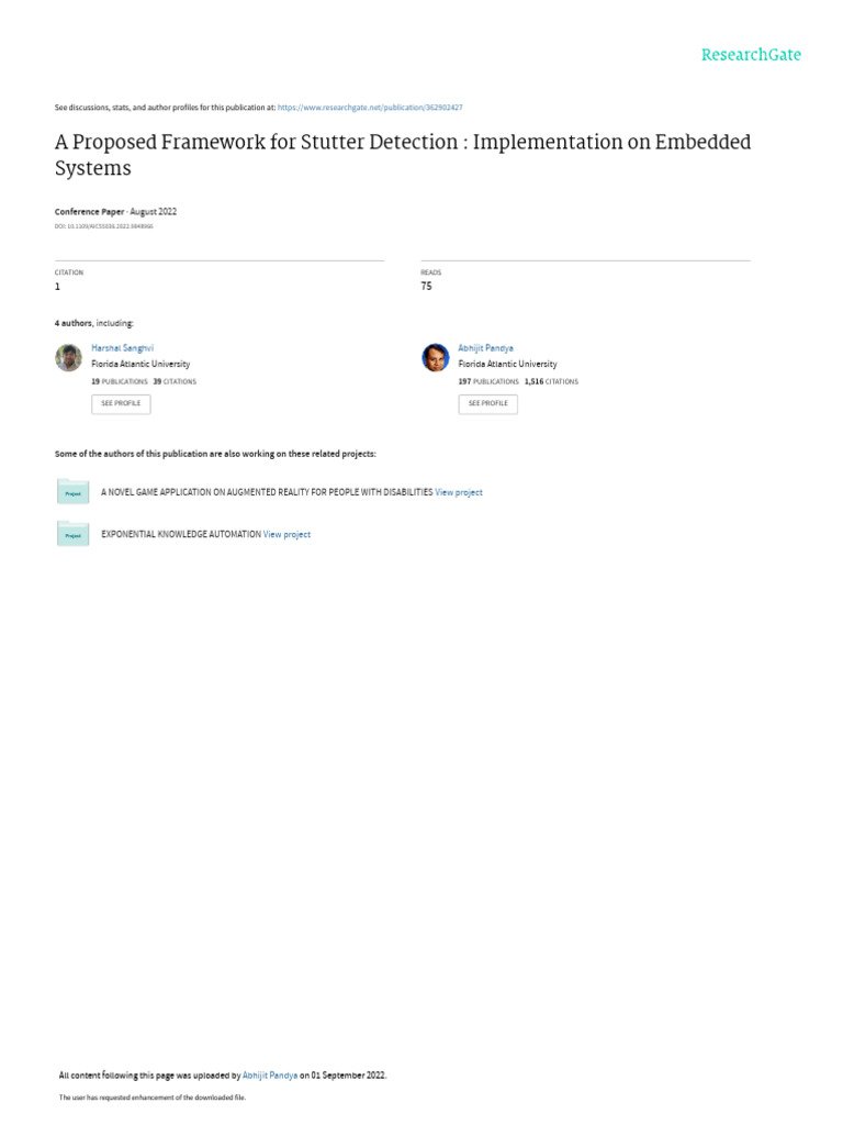 A Proposed Framework For Stutter Detection Implementation On Embedded Systems.1 | PDF