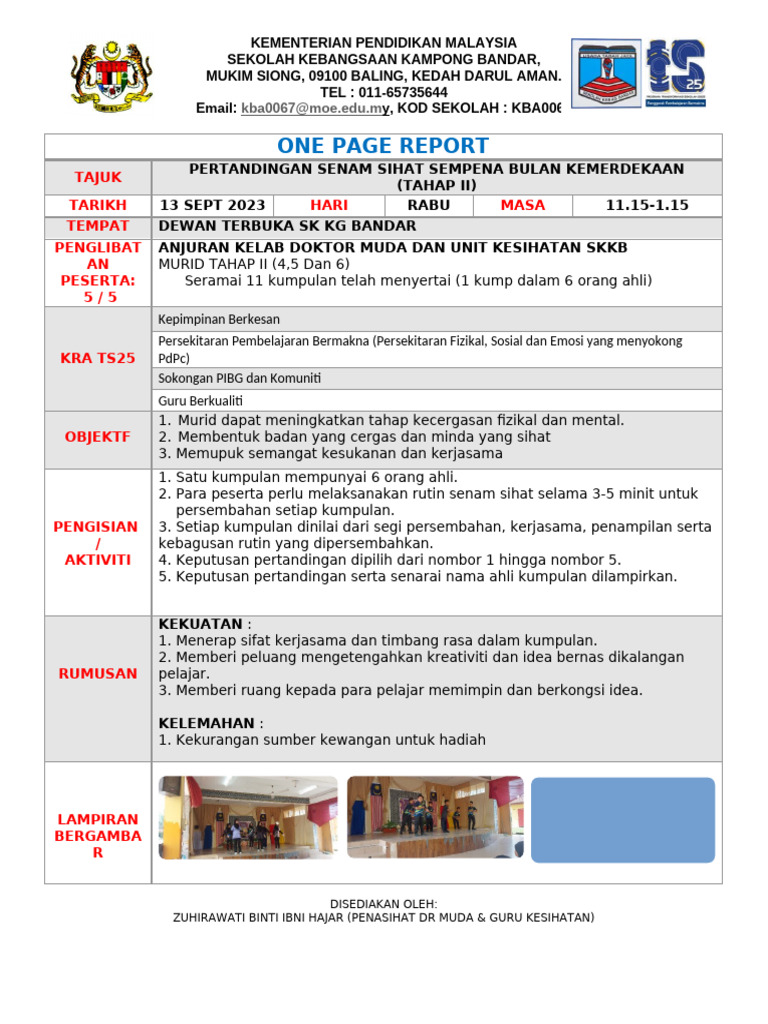 Tapak Laporan Opr TS25 (1) Kak B | PDF