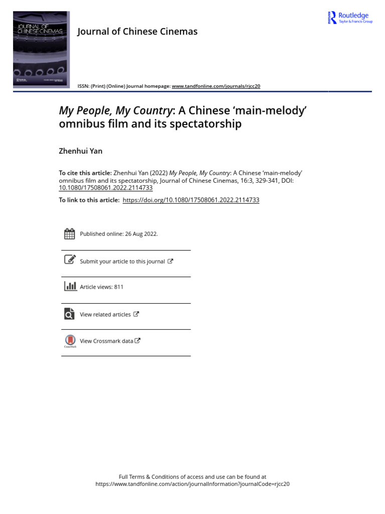 My People My Country A Chinese Main-Melody Omnibus Film and Its ...
