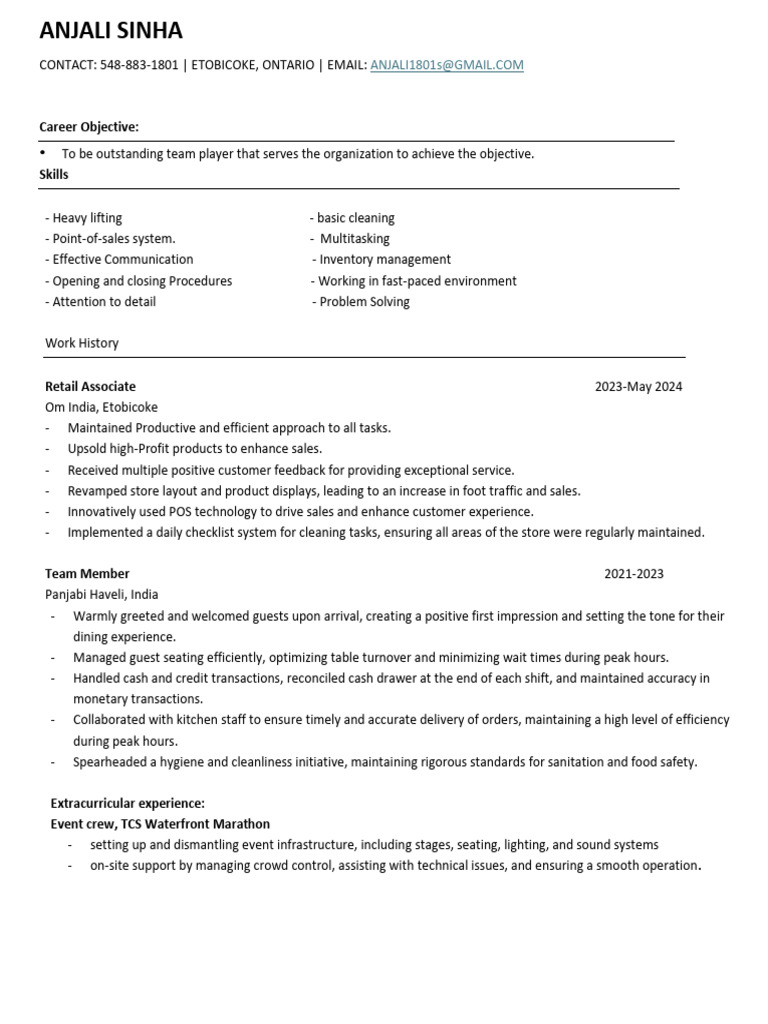 Anjali Resume.. | PDF
