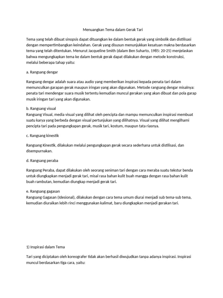 Materi Tema Tari | PDF