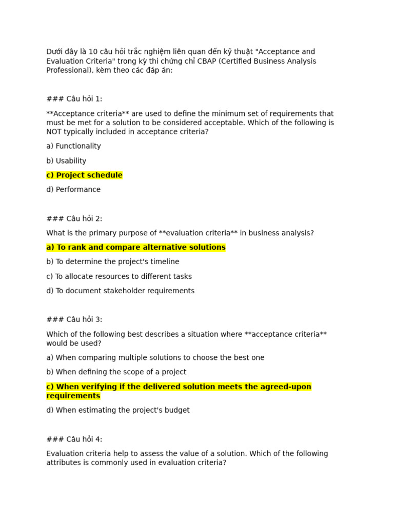 Technical - Acception and Evaluation Critera | PDF