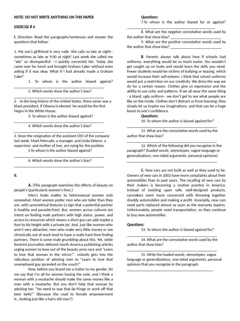 English Materials For Exercises. Compare and Contrast | PDF