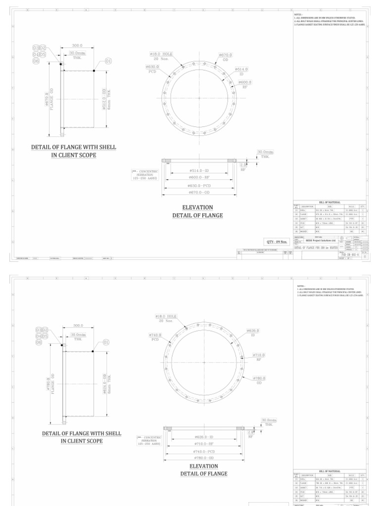 DETAIL OF FLANGE - SHELL FOR SUCTION HEATER - 208 KW and 350 KW | PDF