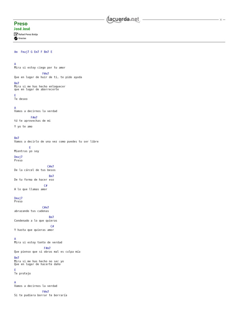 PRESO, José José - Acordes | PDF