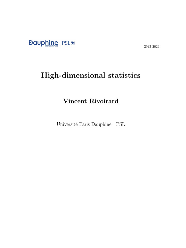 High-Dimensional Statistics - Chapter Content | PDF