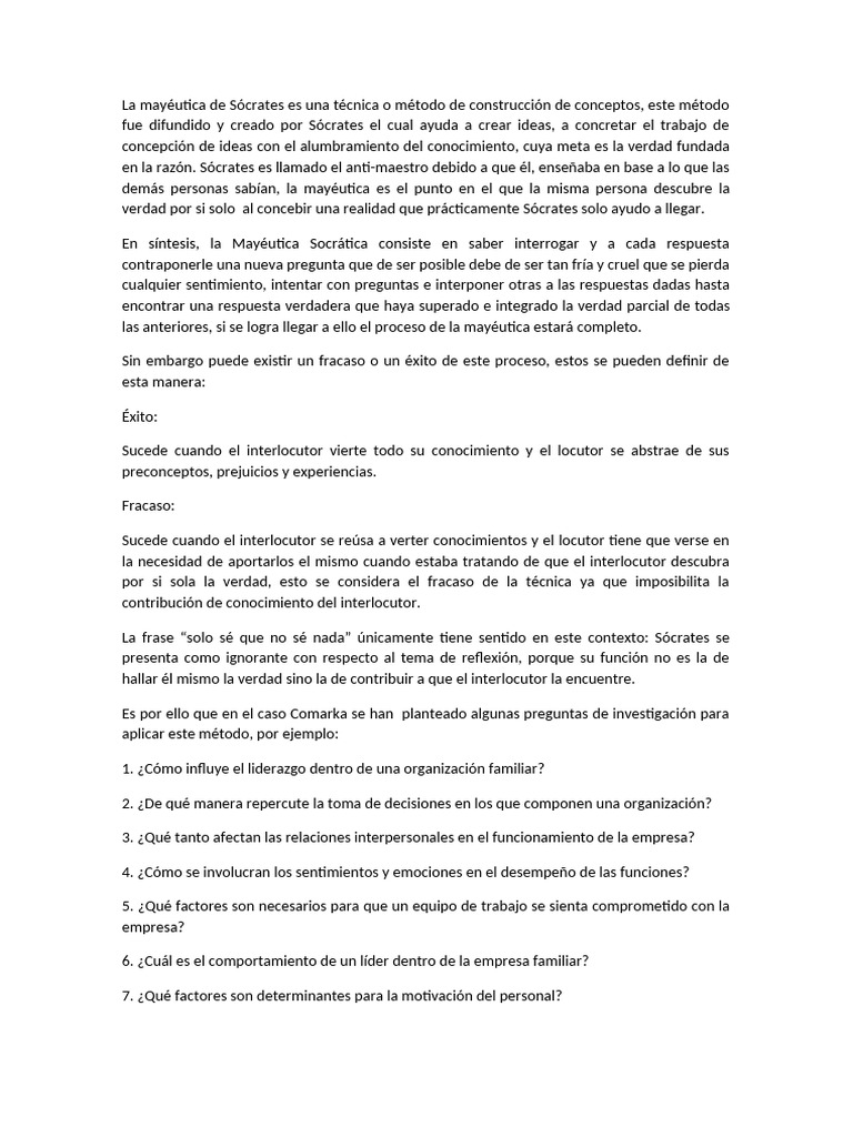 Mayéutica Socrática: Método de Descubrimiento Personal | PDF ...