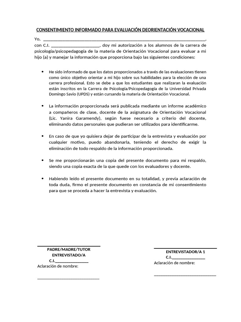 Consentimiento Informado 2024 | PDF