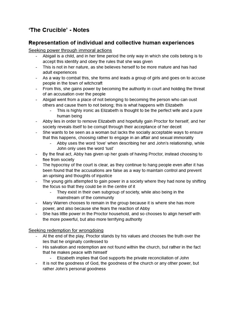 The Crucible - Notes' | PDF