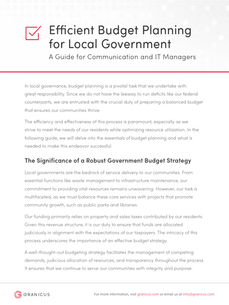 Checklist Budget Drivers | PDF